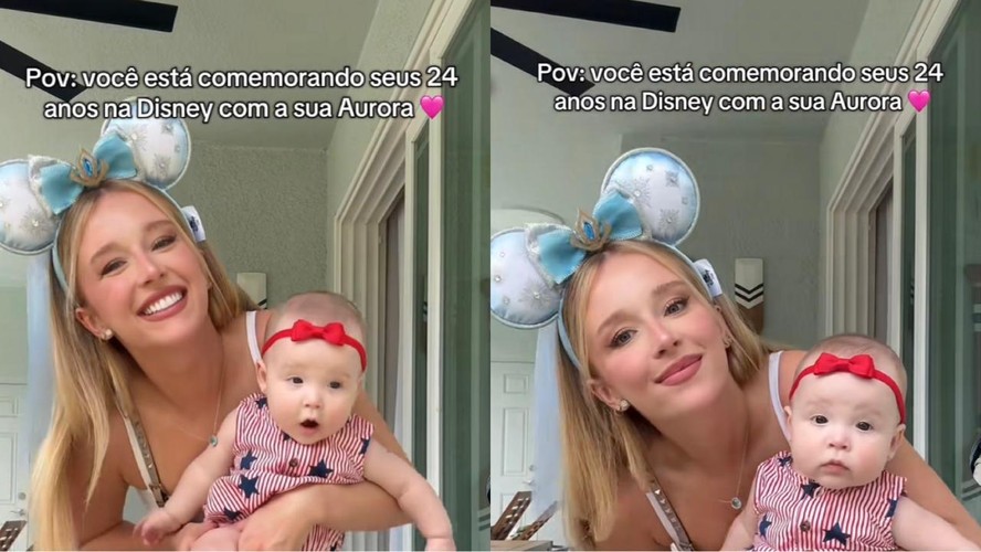 Duda Reis comemora aniversário de 24 anos na Disney ao lado da filha, Aurora