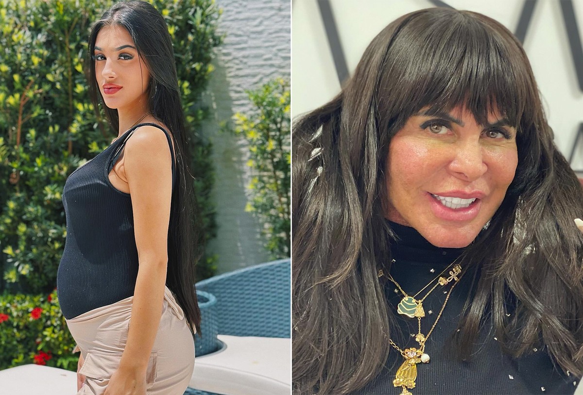 Grávida, Bia Miranda exibe barriguinha e Gretchen baba: 'Bisa já ama'