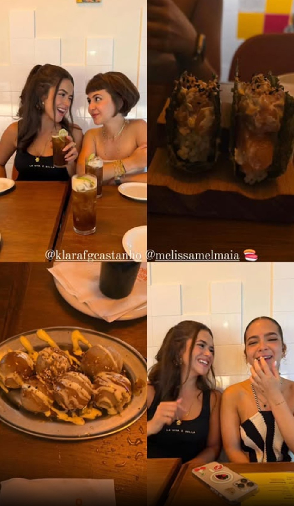 Maisa, Mel Maia e Klara Castanho se reencontram, e curtem jantar juntas