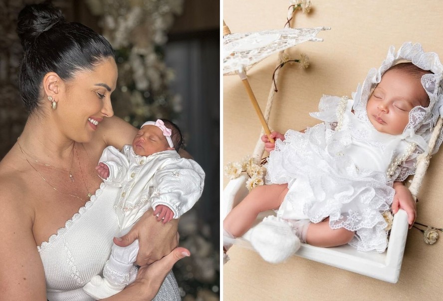Graciele Lacerda abre álbum do ensaio newborn da filha com Zezé Di Camargo