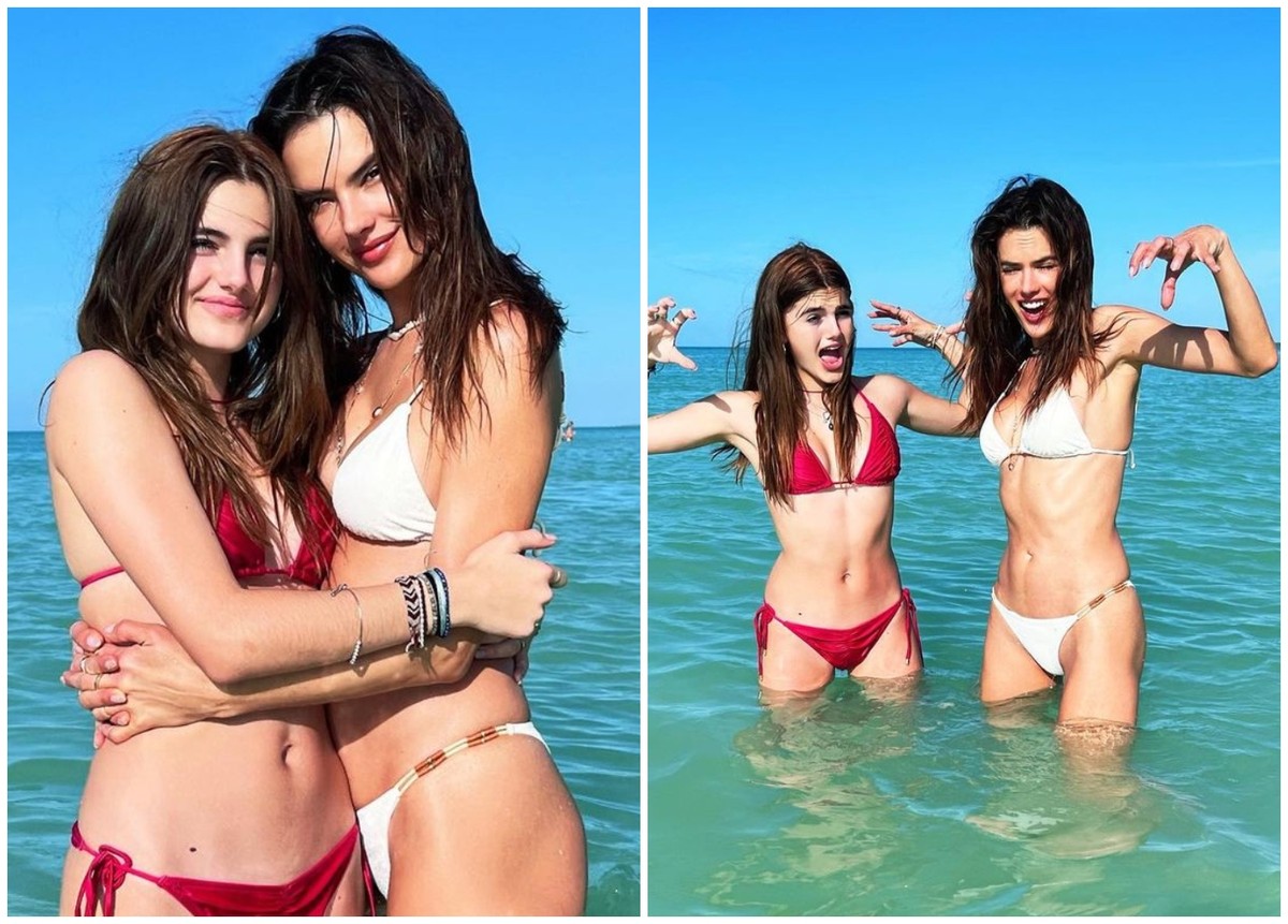 Alessandra Ambrosio e a filha, Anja Louise, se divertem juntas e fãs elogiam: 'Gêmeas'