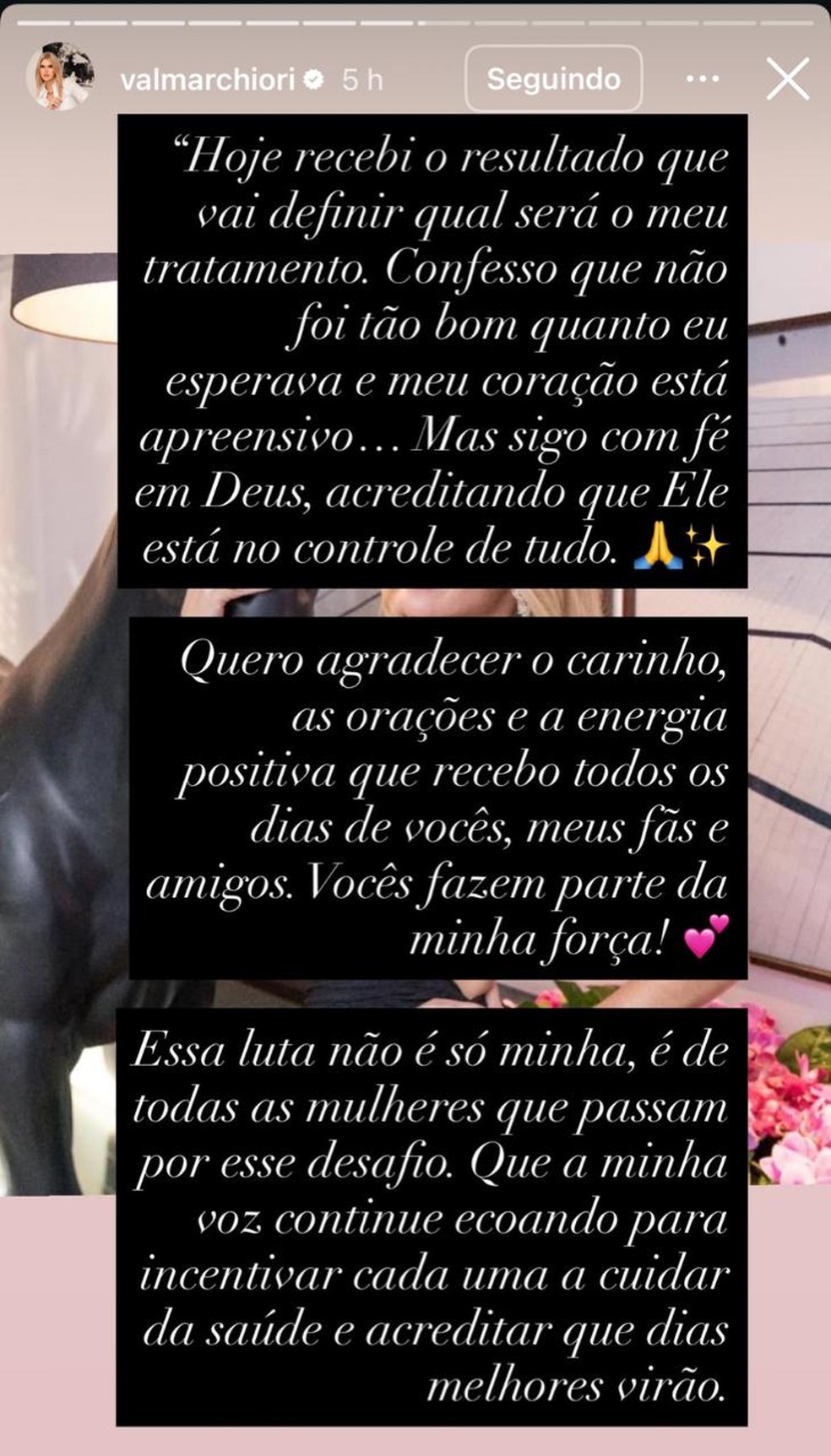 Val Marchiori recebe resultado que define seu tratamento do câncer de ...