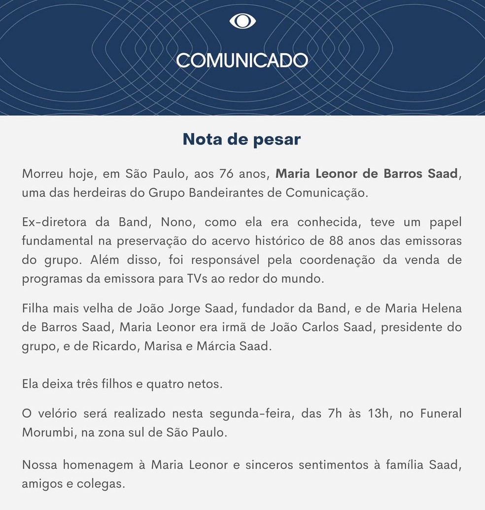 Morre Maria Leonor de Barros Saad, a Nono Saad, filha mais velha do ...