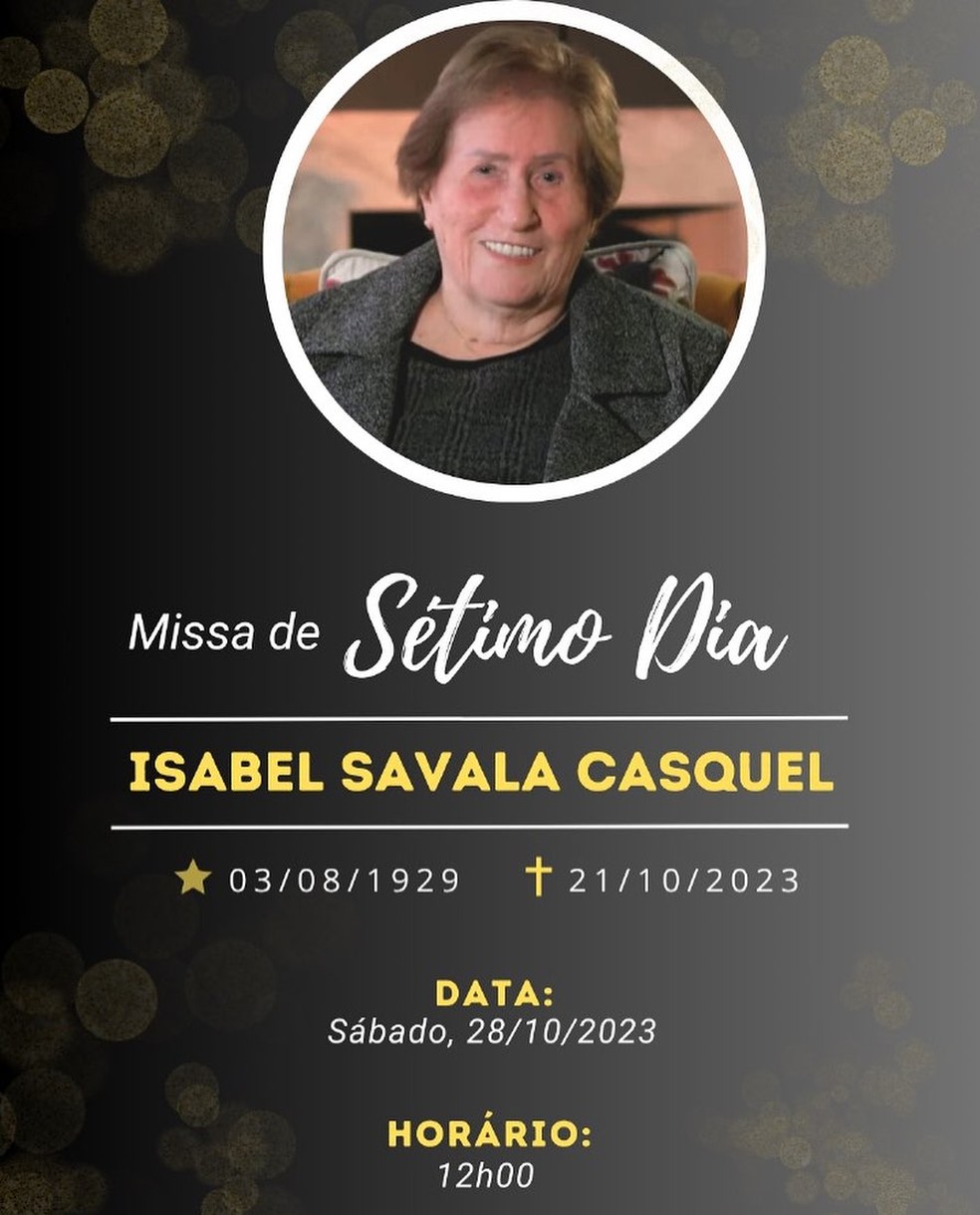 Morre aos 94 anos a mãe de Elizabeth Savala, Isabel Savala Casquel