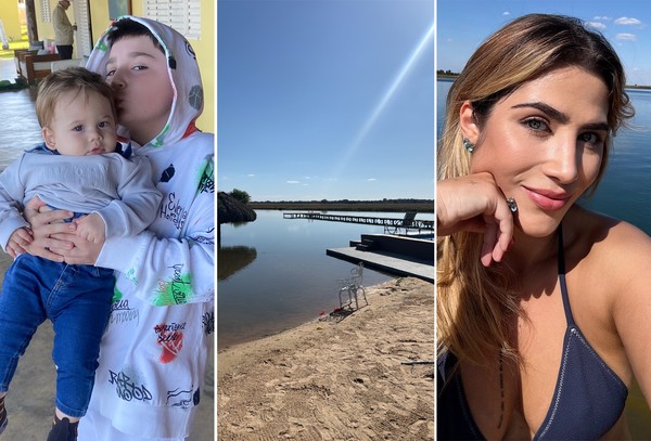 Jéssica Beatriz mostra farra dos netos de Leonardo em praia artificial ...