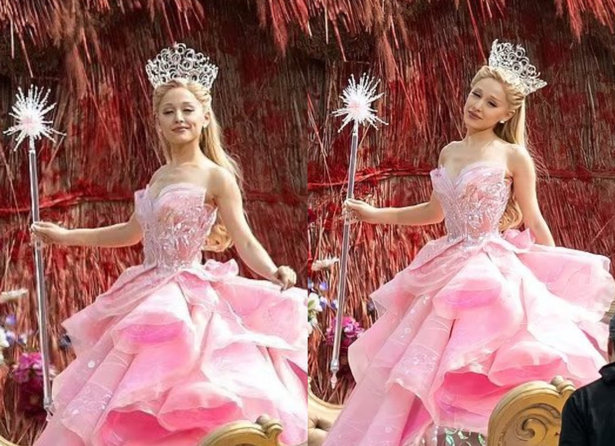 Ariana Grande Grava Cenas Do Filme Wicked Caracterizada Com O Figurino De Glinda Vídeo