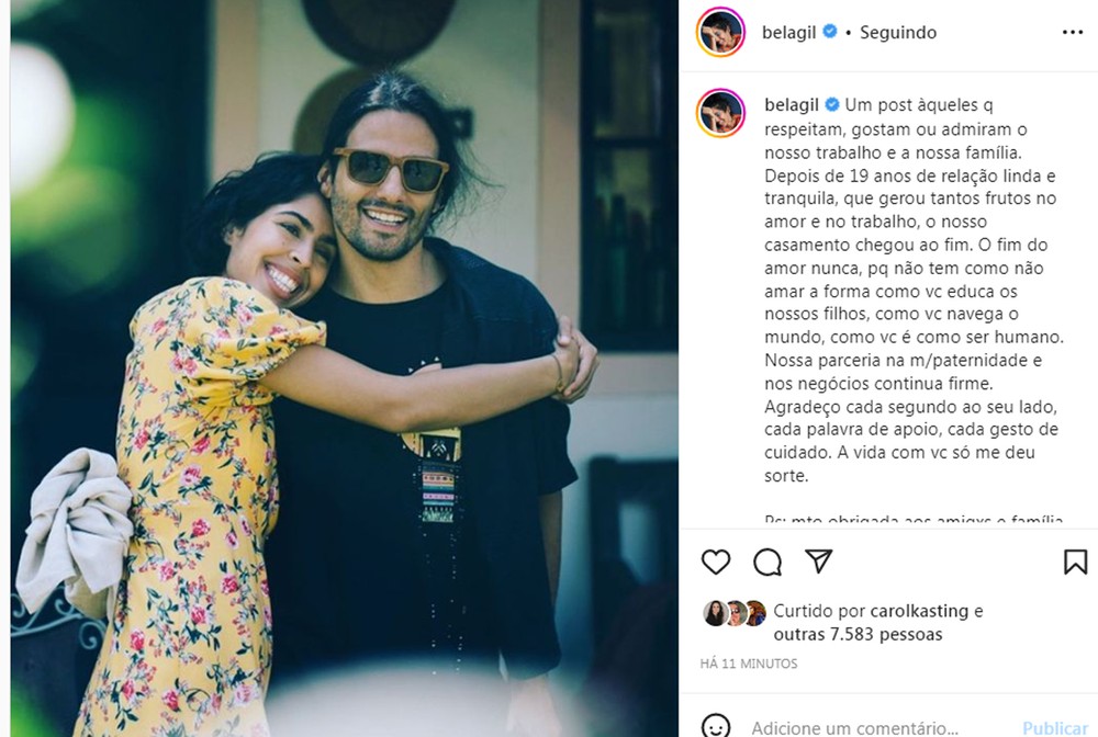 Bela Gil anuncia fim de casamento com João Paulo Demasi: '19 anos de ...