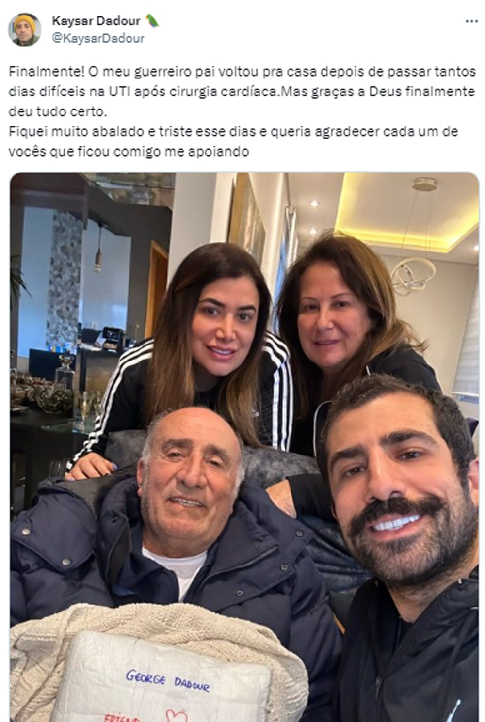 Kaysar diz que pai ficou na UTI após cirurgia no coração: 'Fiquei ...