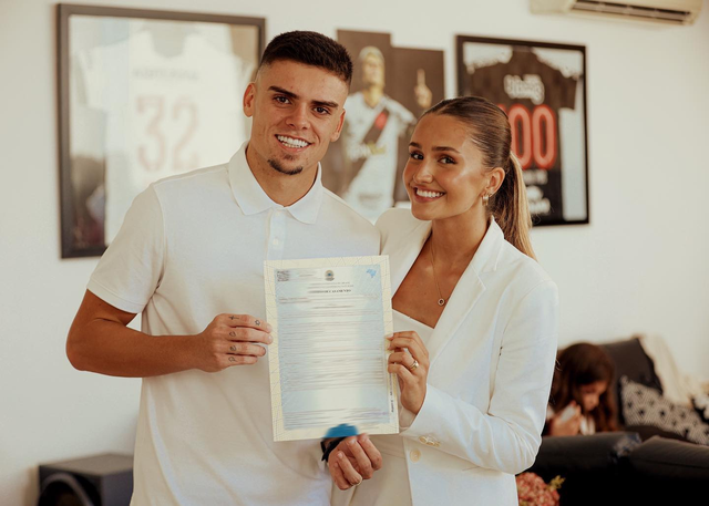 Ex-Vasco, jogador Gabriel Pec se casa com Isabella Lipatin