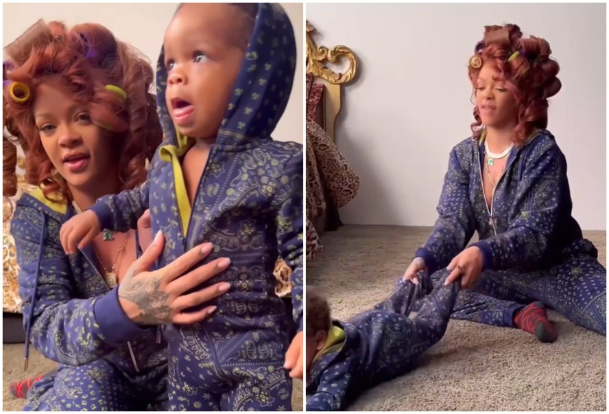 Rihanna mostra 'luta' para conseguir tirar foto com os filhos; vídeo
