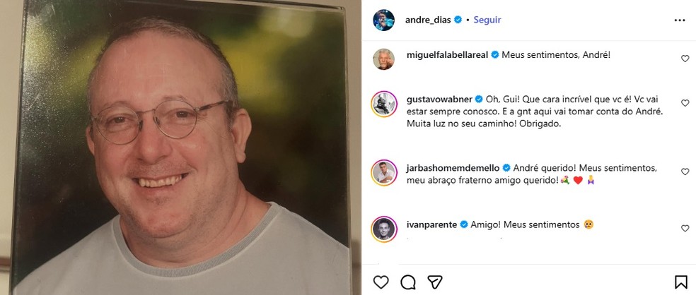 Ator André Dias lamenta morte do marido e recebe apoio de famosos: 'Partida do amor da minha vida'