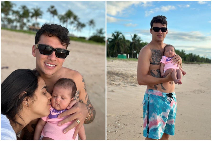 Mirella Santos leva a filha à praia pela primeira vez