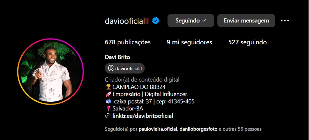 Davi Brito perde 1 milhão de seguidores em três meses - Primeira Hora