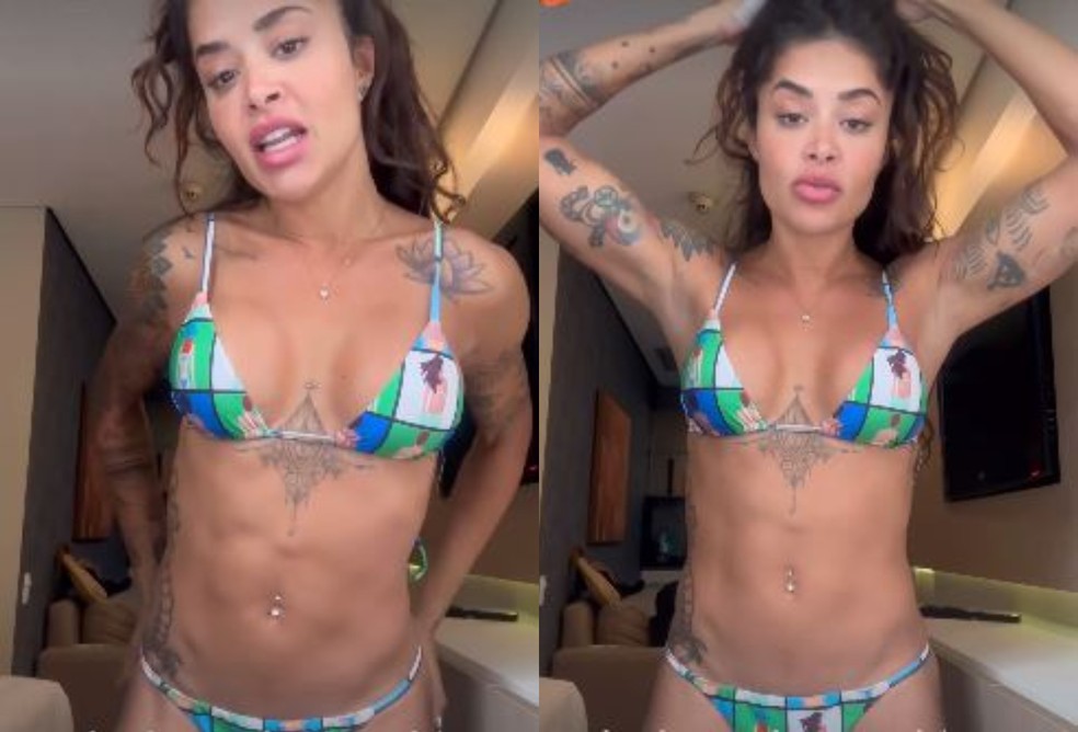 Aline Campos posa de biquíni e declara: 'É a roupa que eu mais gosto'