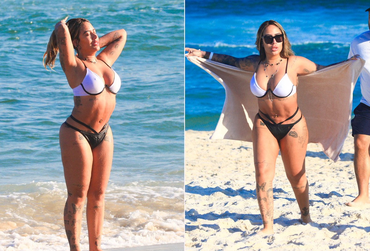 Rafaella Santos, irmã de Neymar, curte dia de praia no Rio; fotos