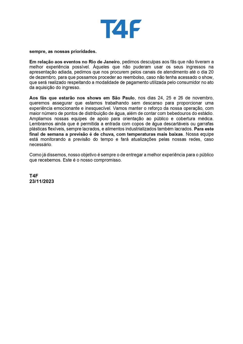 T4F se desculpa seis dias após a morte de fã em show de Taylor Swift no Rio