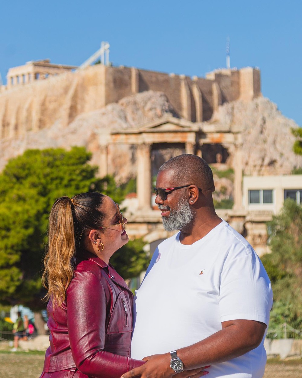 Péricles e a mulher comemoram aniversário de casamento na Grécia