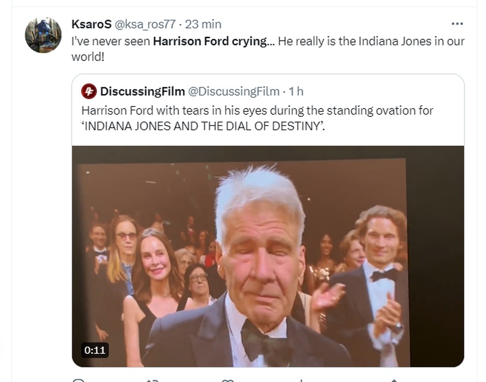 Harrison Ford vai às lágrimas na estreia de 'Indiana Jones 5' em Cannes ...