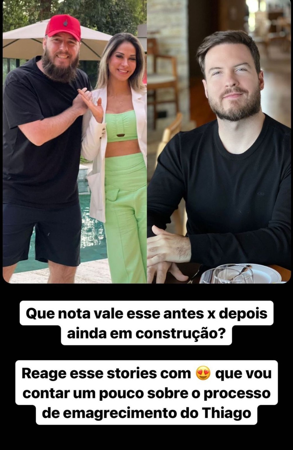 Maíra Cardi exibe antes e depois do corpo de seu noivo, o Primo Rico ...