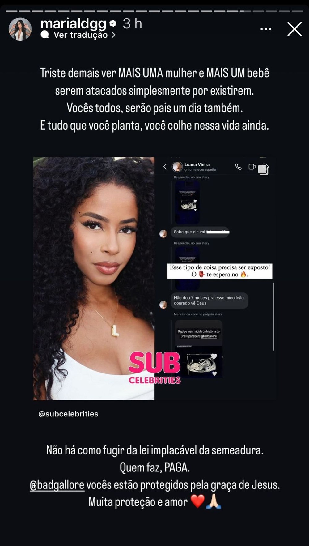 Maria Lina envia apoio para Lorena Maria, que está grávida de MC Daniel ...