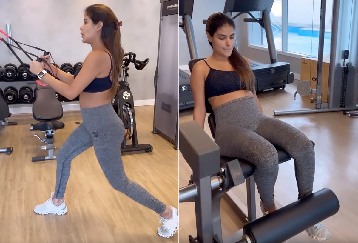 Grávida, Munik Nunes exibe barriguinha em dia de treino