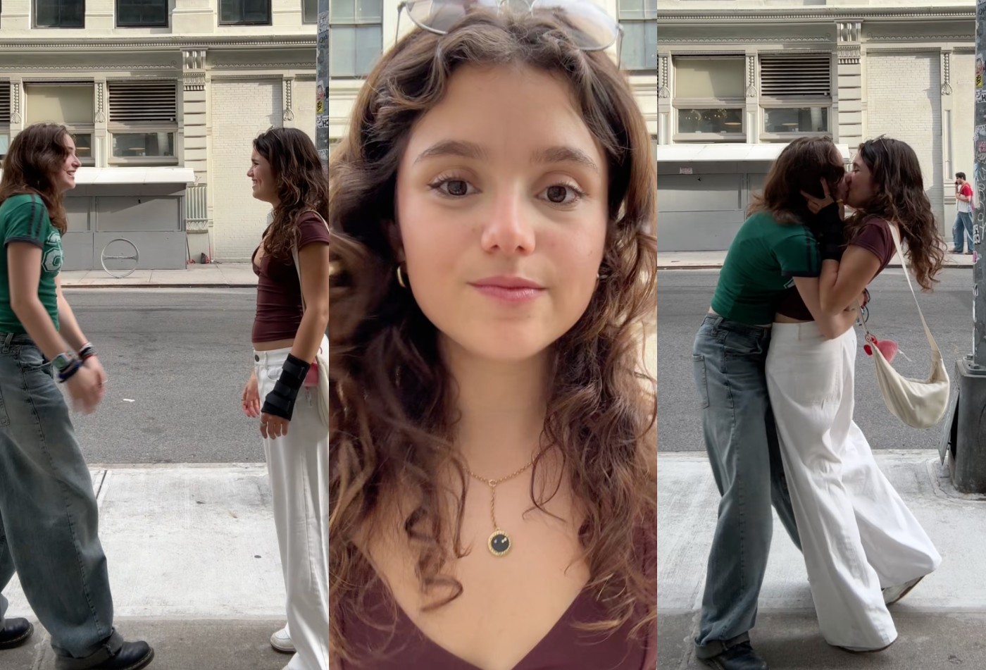 Filha de Sandra Annenberg posta vídeo de beijão no meio da rua e web se empolga: 'Lindas demais'