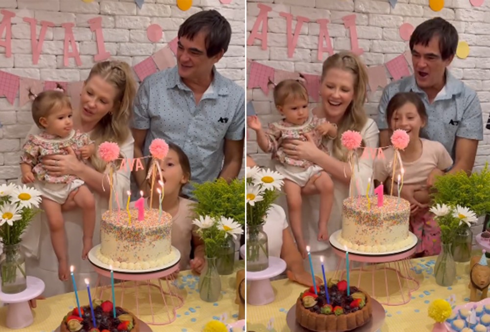 Samuel Rosa e Laura Sarkovas comemoram um ano da filha, Ava; vídeo