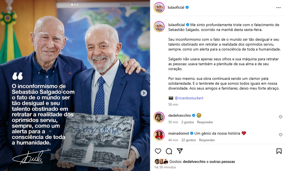 Sebastião Salgado morre aos 81 anos; famosos lamentam