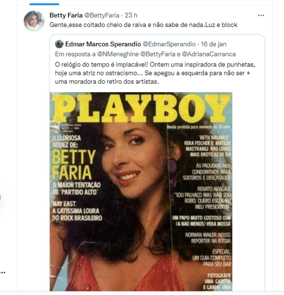 Betty Faria é atacada na web, e desabafa: 'Quanta raiva'