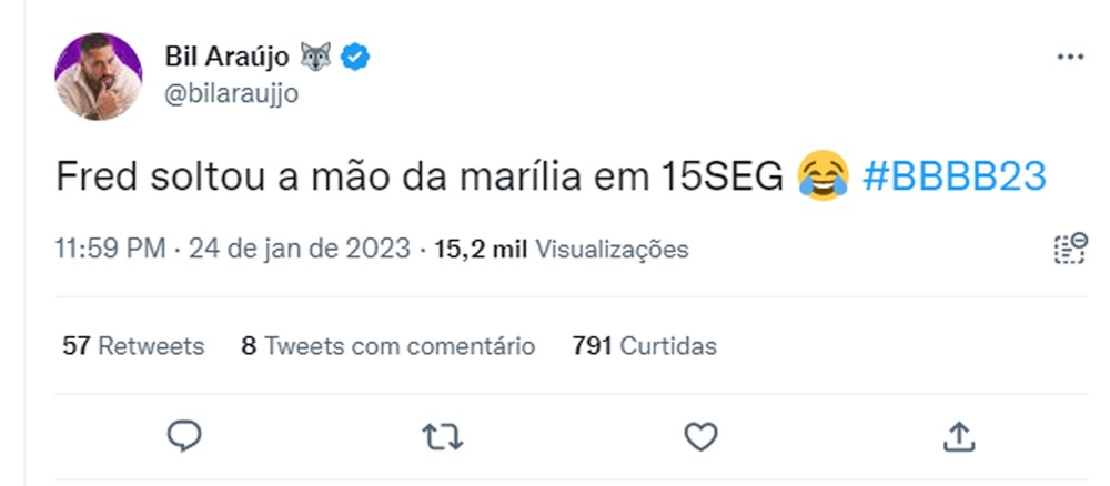 Fred Nicácio vira meme após 'soltar a mão' de Marília no BBB 23 em discurso