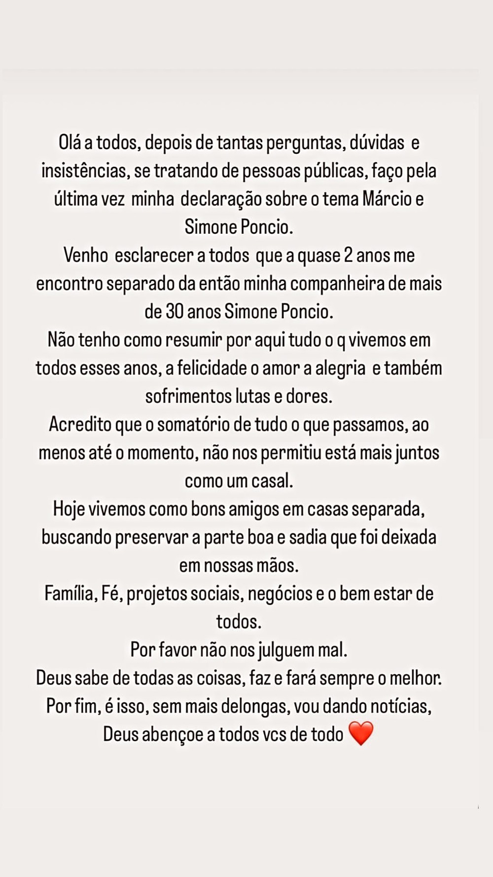 Márcio Poncio confirma fim de casamento de mais de 30 anos com Simone ...