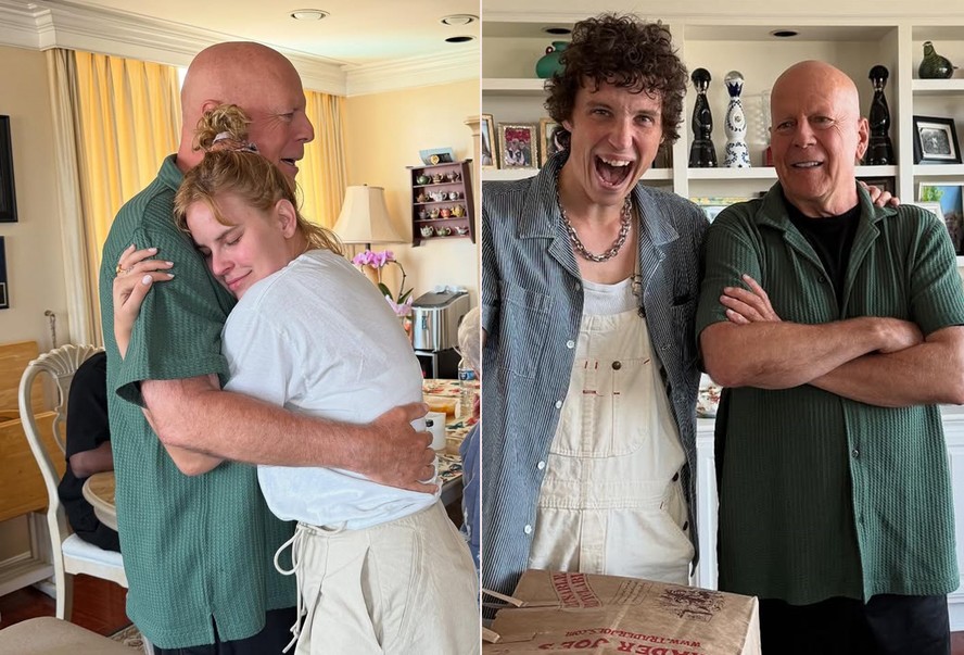 Bruce Willis, que sofre de demência, passa dia em família em fotos inéditas