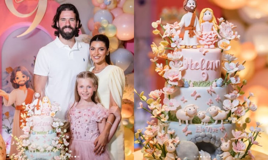 Filha do goleiro Alisson Becker ganha festa de aniversário com tema ...