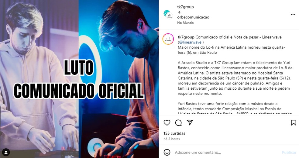 Maior produtor de Lo-fi da América Latina, DJ Linearwave morre aos 33 anos