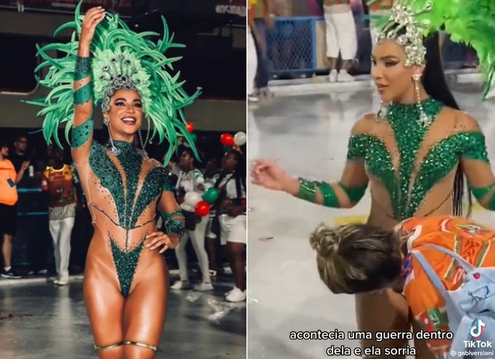 Gabriela Versiani perde tapa-sexo em ensaio de Carnaval, mas improvisa