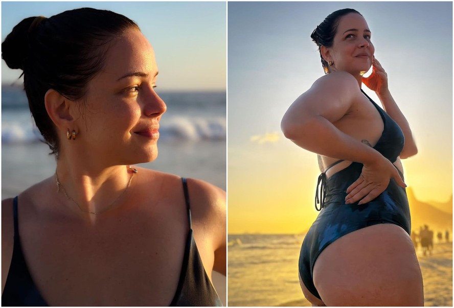 Leandra Leal posa de maiô ao abrir álbum de fotos em dia na praia