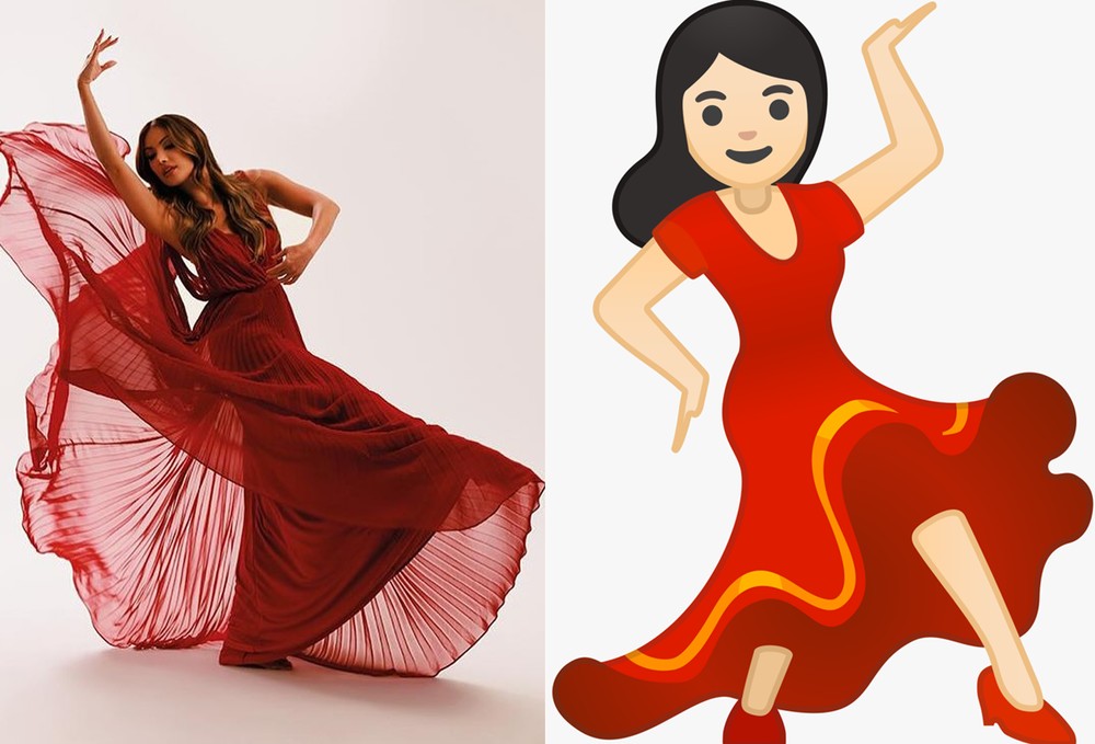 Patrícia Poeta posta look poderoso e é comparada ao emoji da dançarina