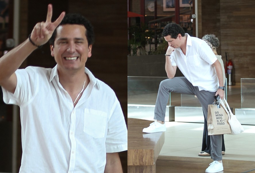 Rafael Portugal mostra bom humor ao ser abordado por paparazzo; fotos