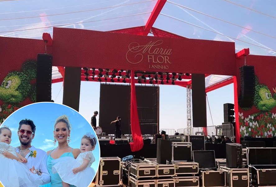 Virginia impressiona com palco gigante para aniversário de Maria Flor