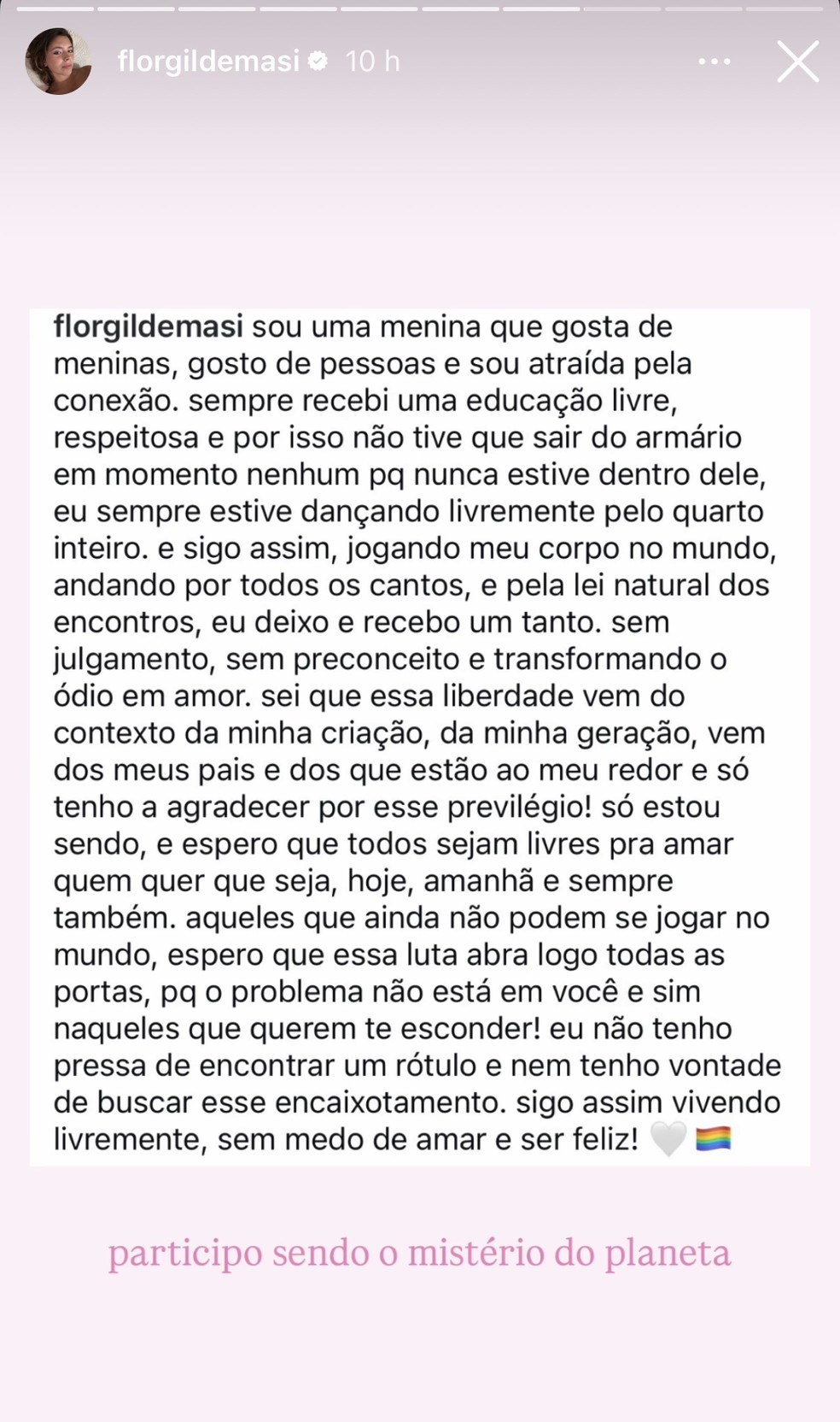 Neta de Gilberto Gil reposta declaração sobre sexualidade e dispensa ...