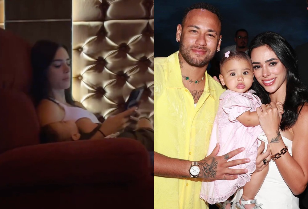 Neymar se encanta com momento de carinho entre Bruna Biancardi e Mavie; vídeo
