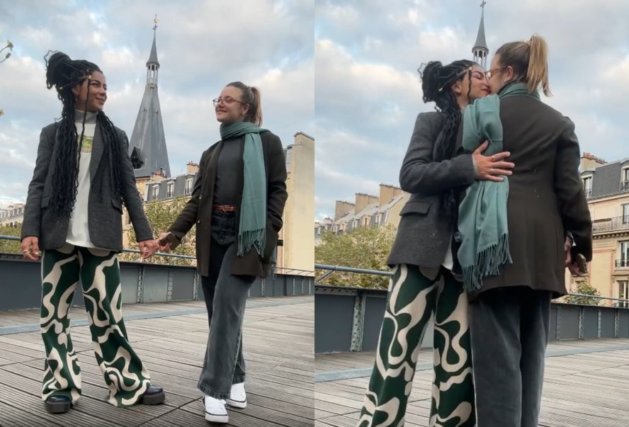 Estrela de 'Renascer', Samantha Jones posa aos beijos com namorada ...