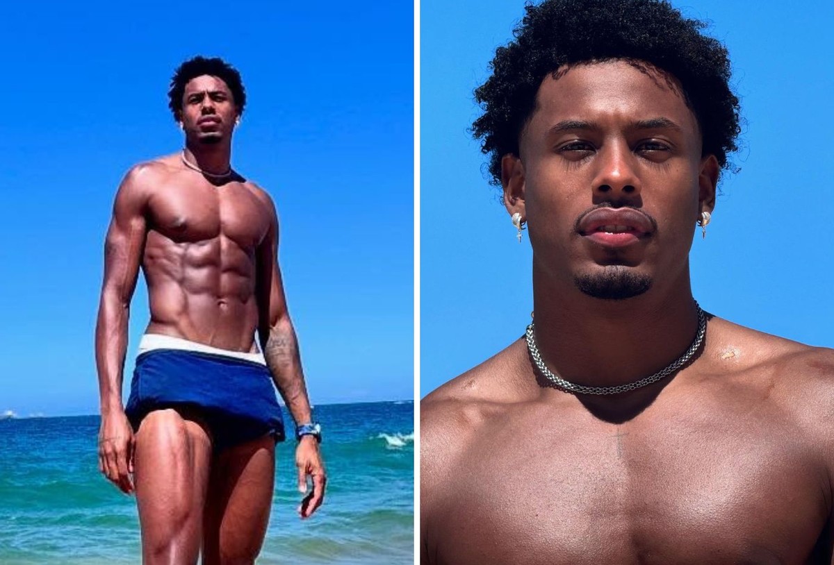 Paulo André exibe tanquinho em cliques de sunga e ganha elogios: 'Colírio para os olhos'