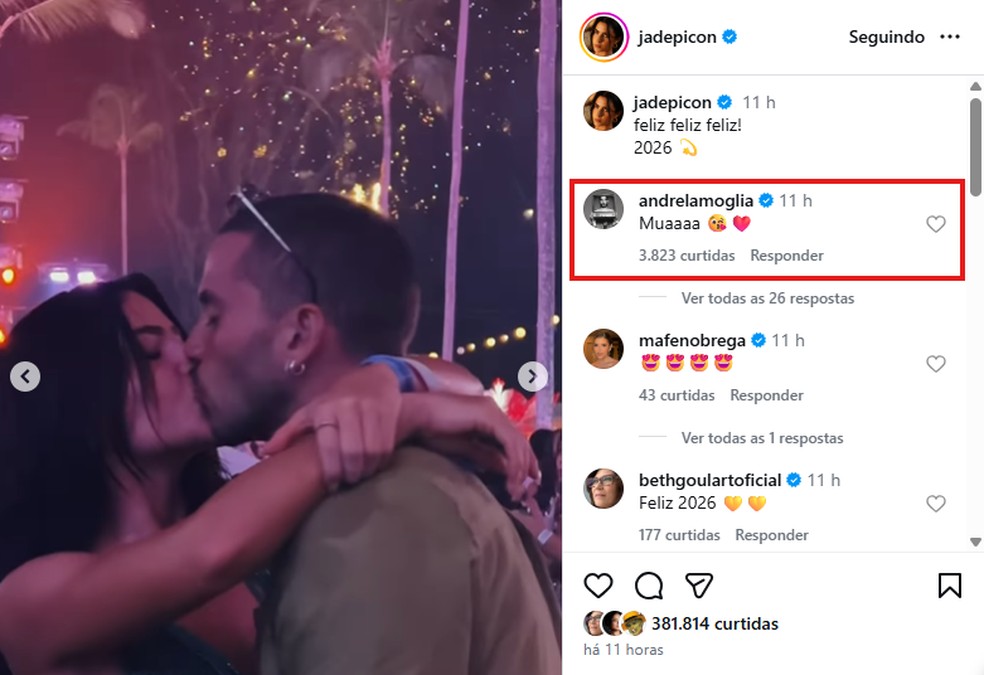 Assumidos! Jade Picon posta beijo em André Lamoglia, que comenta em ...