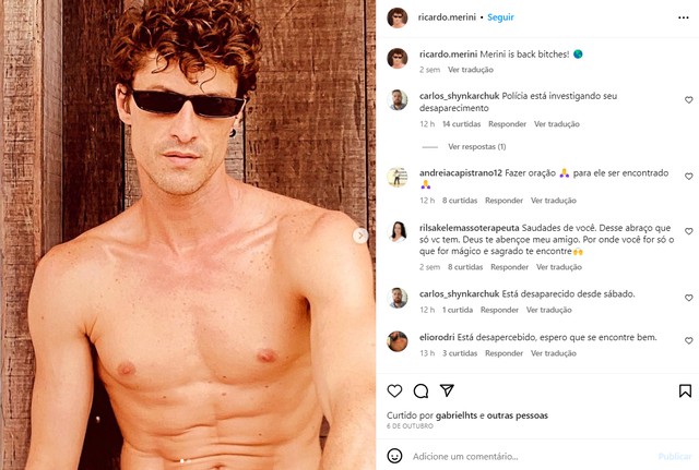 Polícia investiga desaparecimento do ator e modelo Ricardo Merini em SP