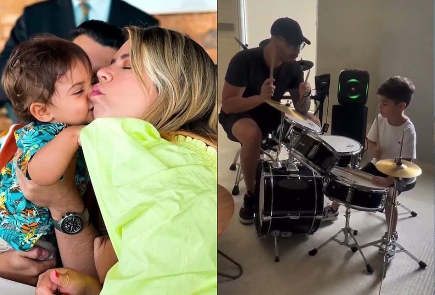 Léo, filho de Marília Mendonça, toca música da mãe em aula de bateria ...