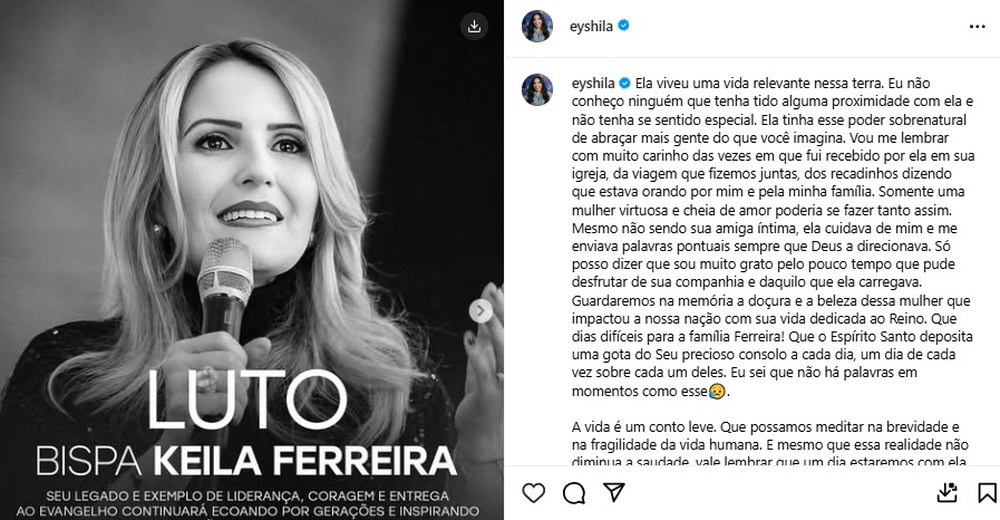 Morre a bispa Keila Ferreira, e famosos do meio gospel lamentam