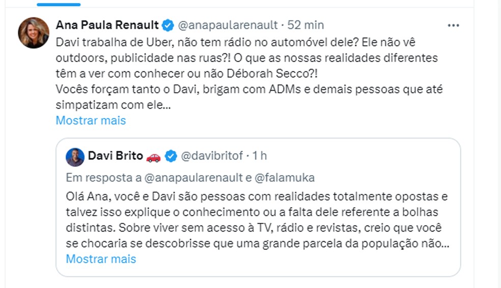 Ana Paula Renault detona Davi após ele dizer que não conhece Deborah ...