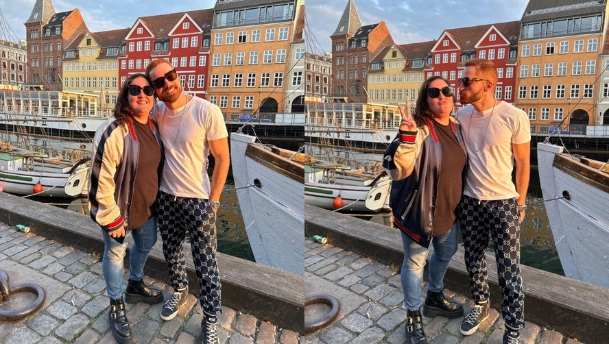 Irmã de Paulo Gustavo, Ju Amaral reclama de beijo molhado de Thales Bretas em vídeo divertido