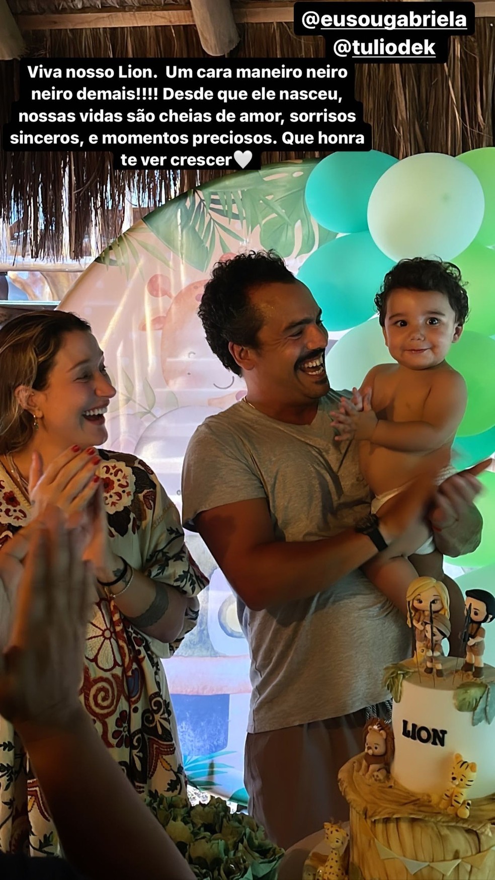 Grávida, Gabriela Pugliesi comemora 1º aniversário do filho, Lion; vídeos